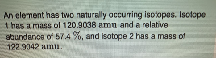 Solved An element has two naturally occurring isotopes. | Chegg.com