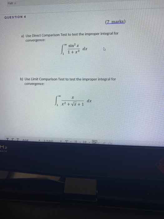 Solved Path:p QUESTION 4 (Z marks) a) Use Direct Comparison | Chegg.com