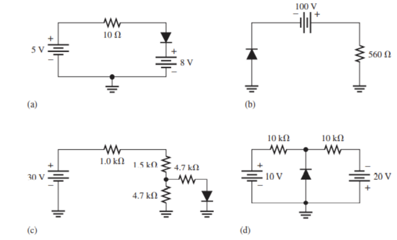 Solved Find the voltage and current in each (Silicon) ﻿diode | Chegg.com