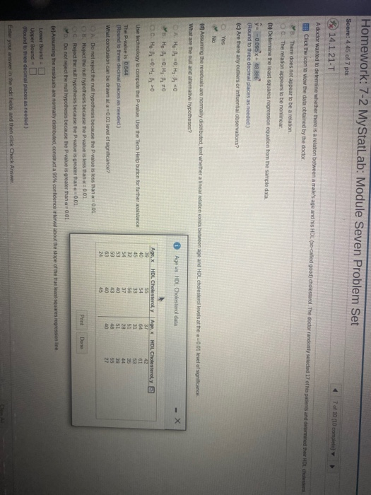 Solved Homework: 7-2 MyStatLab: Module Seven Problem Set | Chegg.com