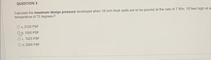 Solved Calculate the maximum design pressure developed when | Chegg.com