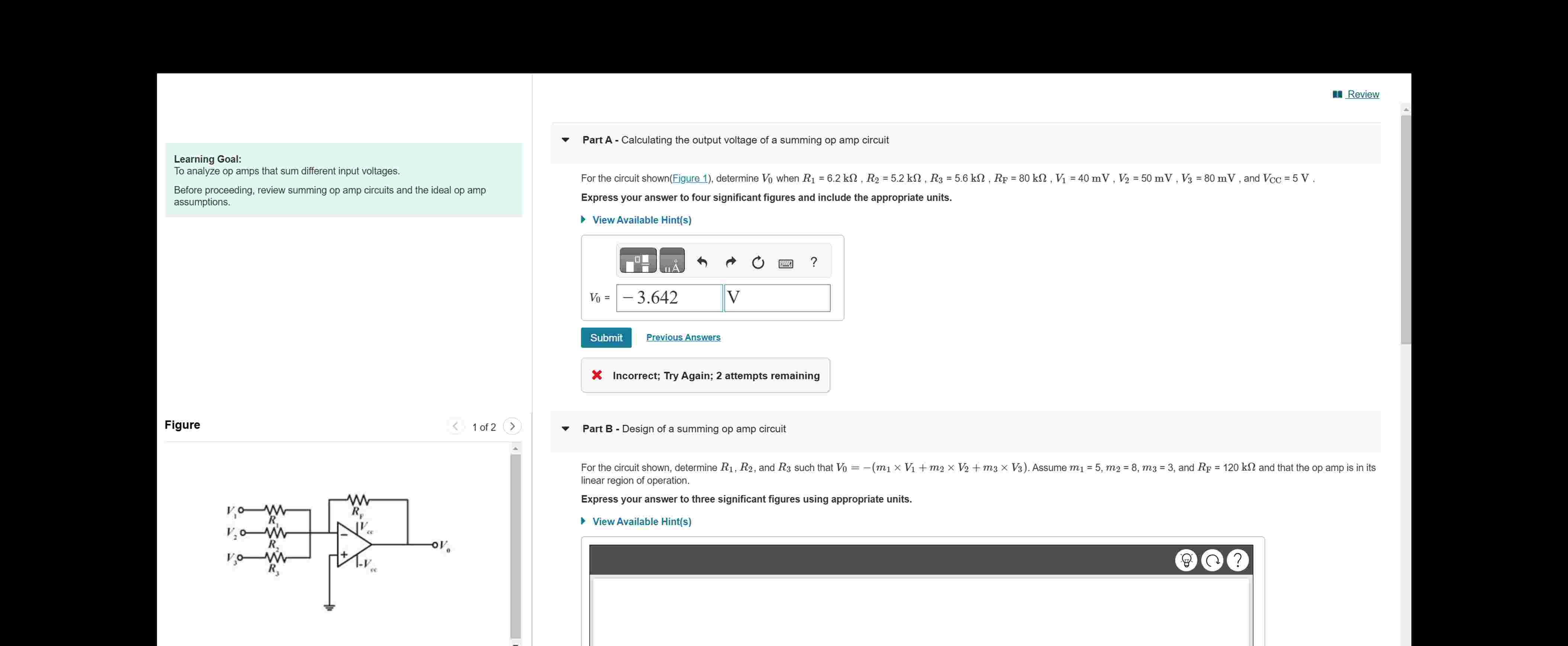 Solved Learning Goal:To ﻿analyze op ﻿amps that sum different | Chegg.com
