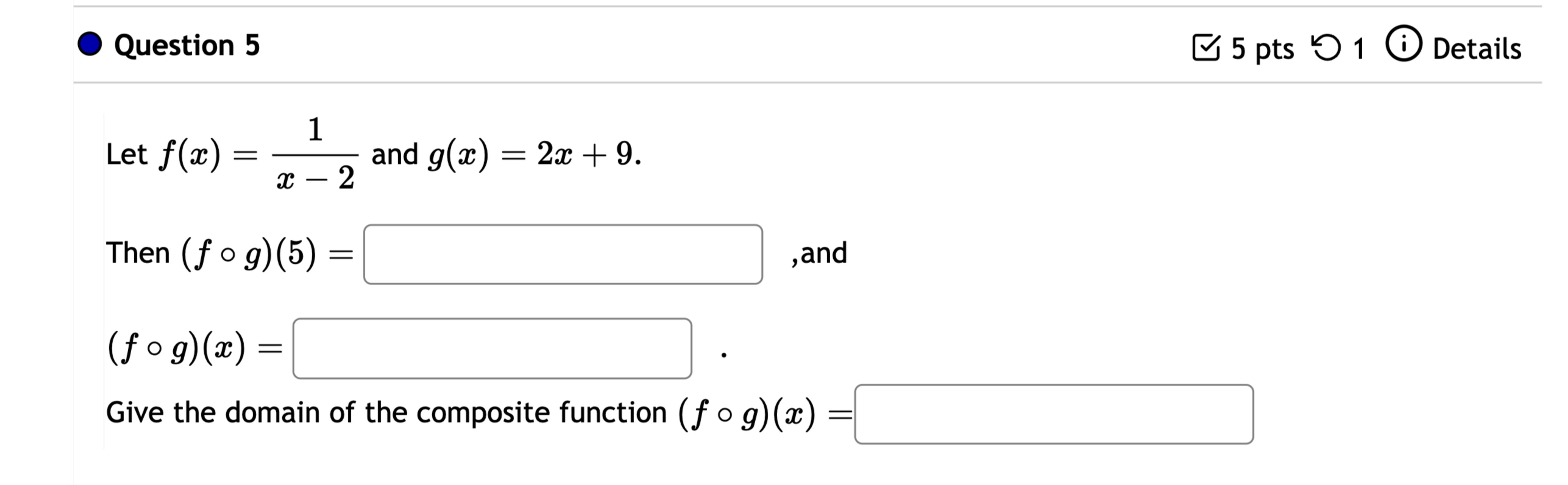 Solved Question 5let F X 1x 2 and G X 2x 9 Then
