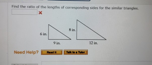Solved Find the ratio of the lengths of corresponding sides | Chegg.com