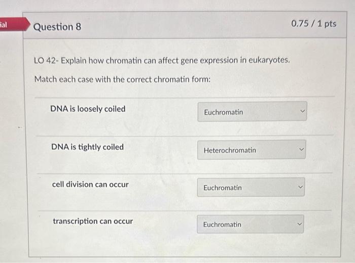 Solved LO 42- Explain how chromatin can affect gene | Chegg.com
