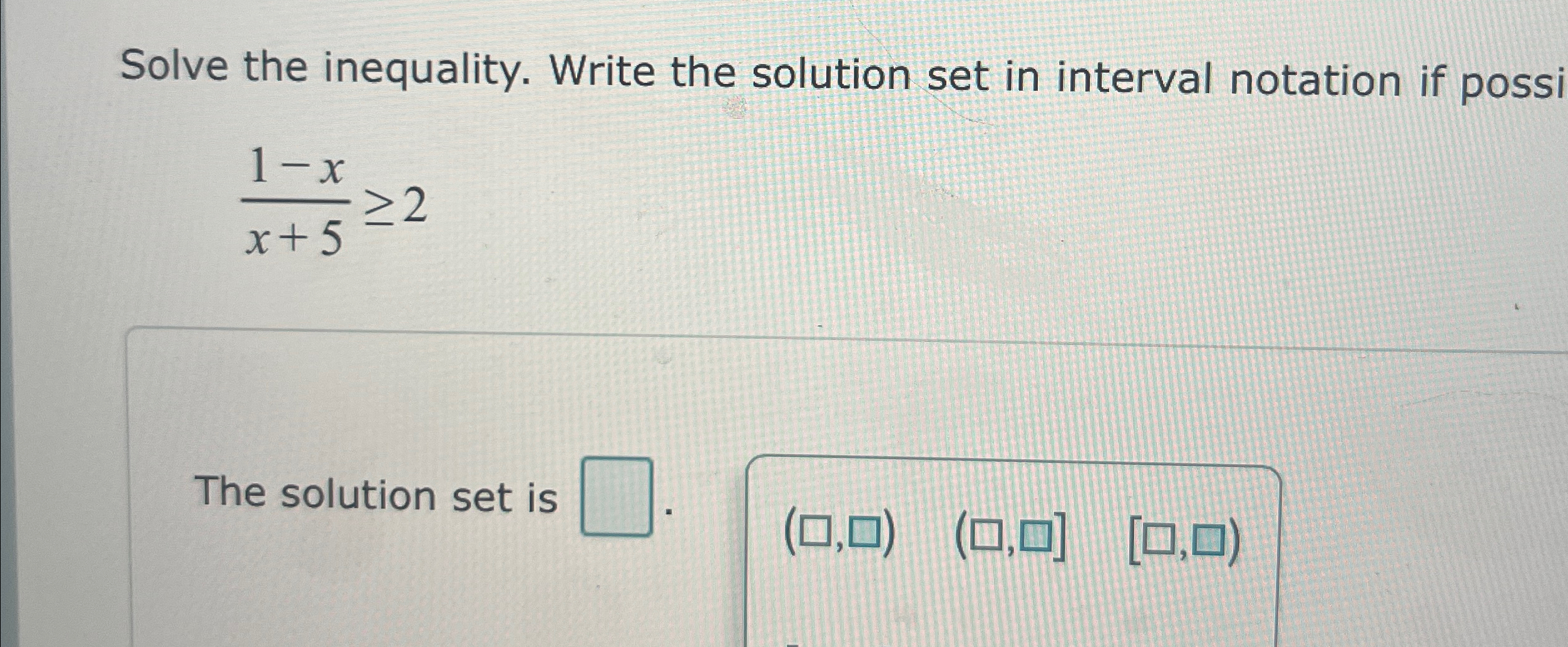 Solved Solve the inequality. Write the solution set in | Chegg.com