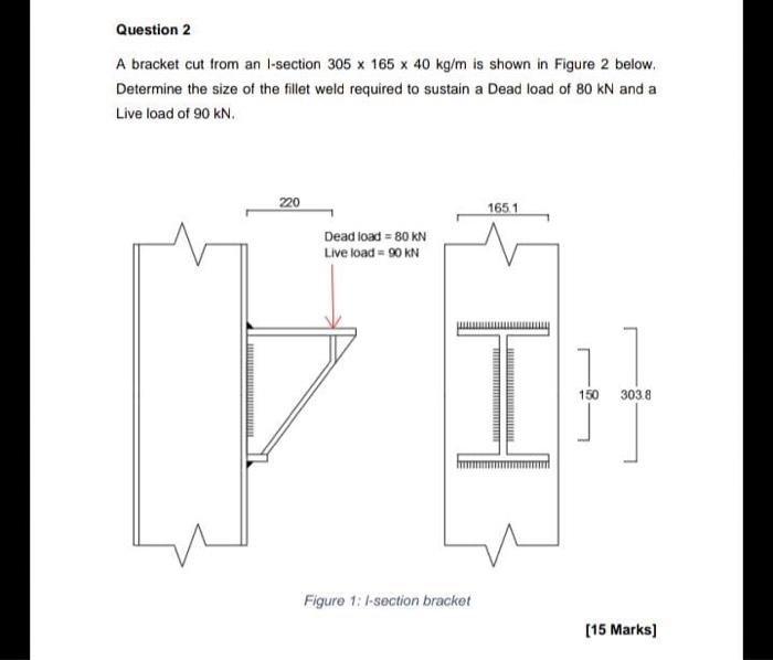Solved A bracket cut from an l-section 305×165×40 kg/m is | Chegg.com