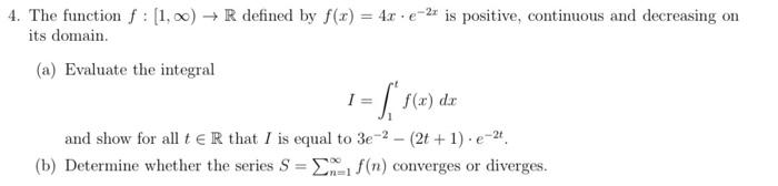 Solved 4. The function \\( f:[1, \\infty) \\rightarrow | Chegg.com