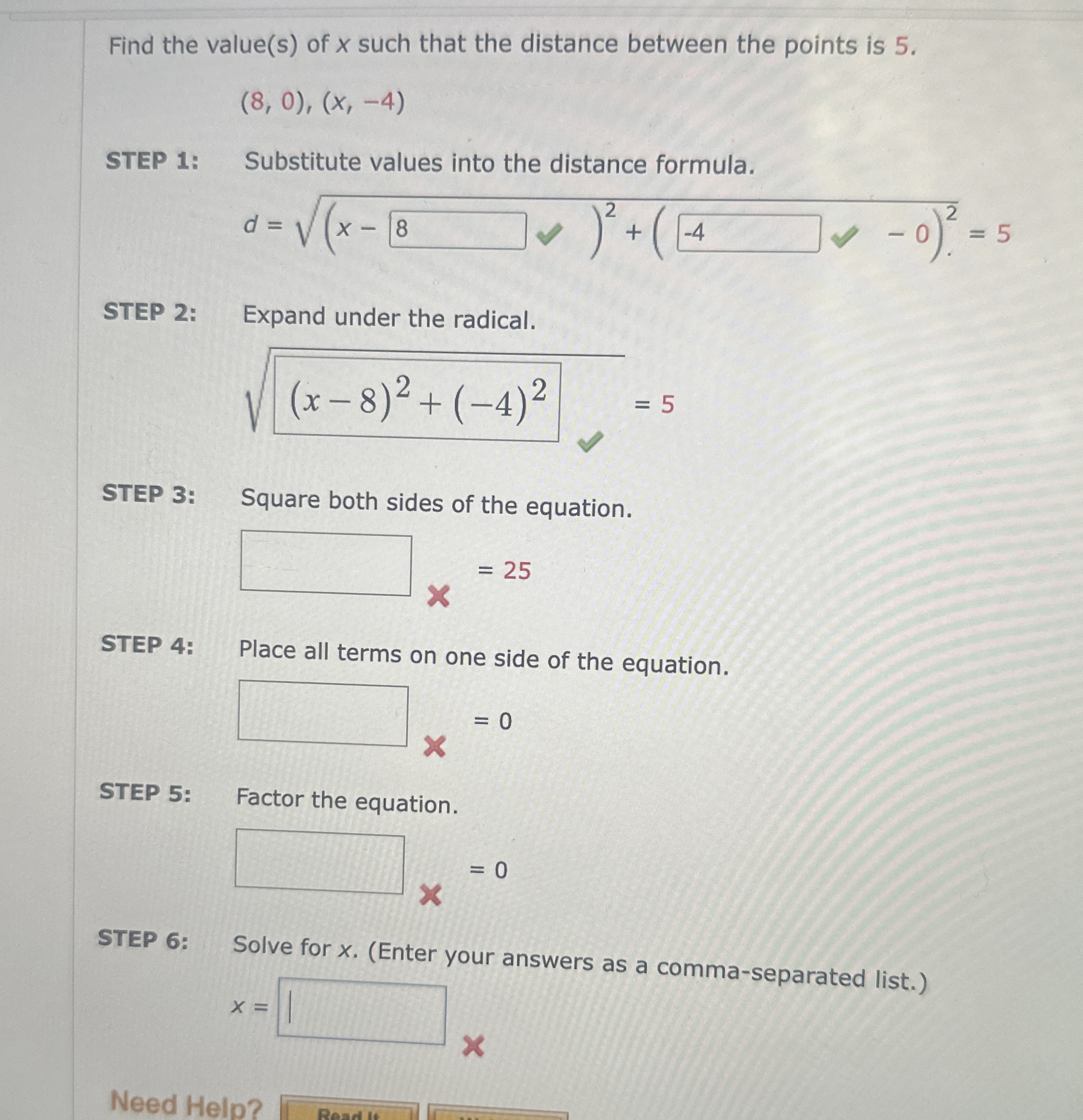 Solved Find the value(s) ﻿of x ﻿such that the distance | Chegg.com