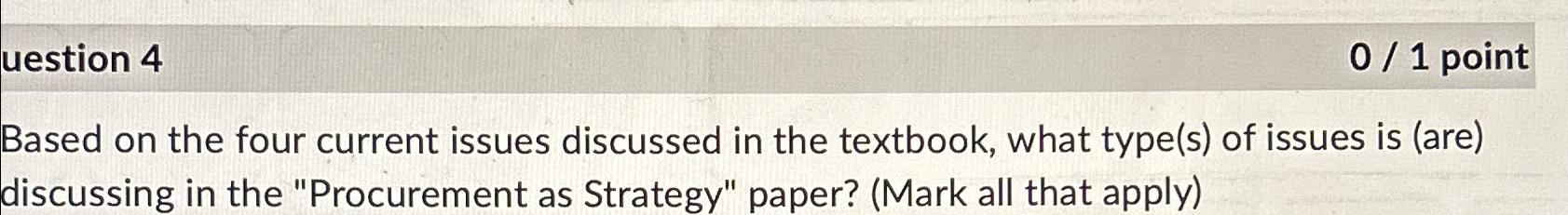 Solved uestion 40 / 1 ﻿pointBased on the four current issues | Chegg.com