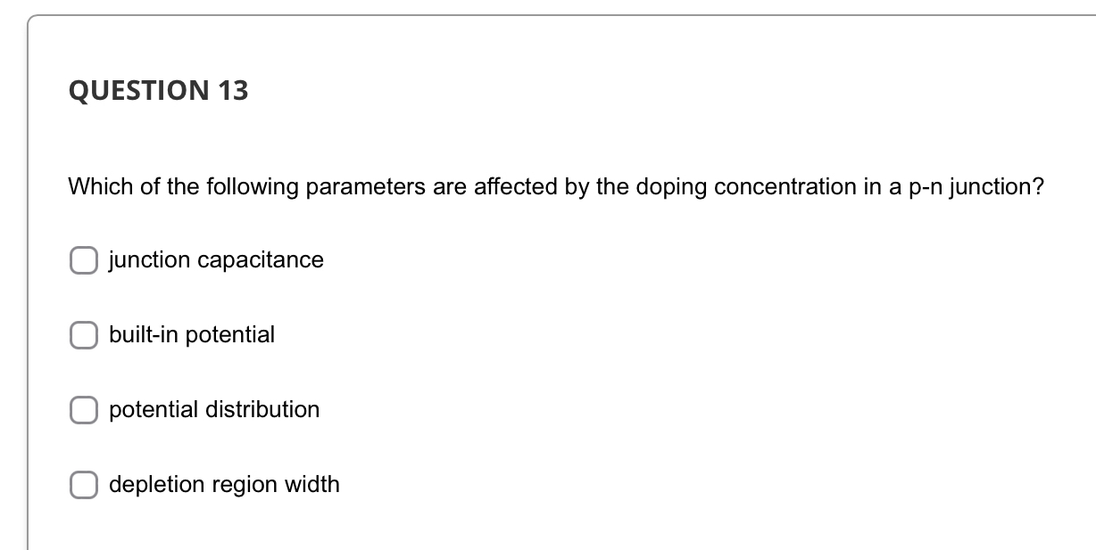 Solved QUESTION 13Which of the following parameters are | Chegg.com