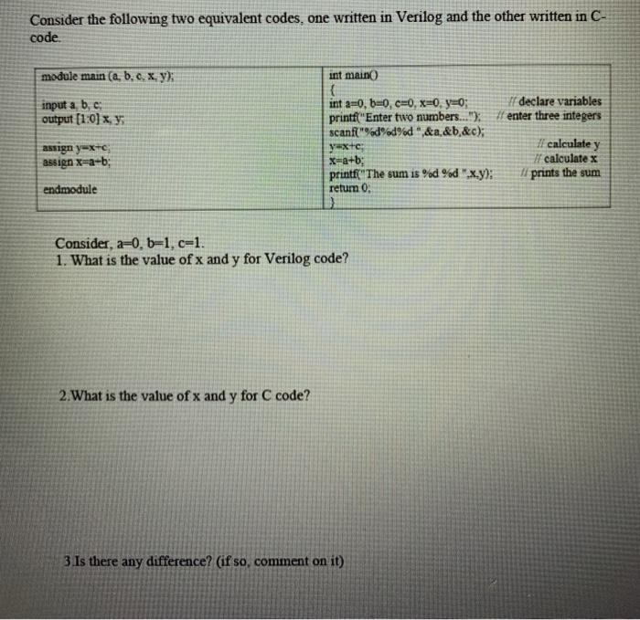Solved Consider the following two equivalent codes, one | Chegg.com