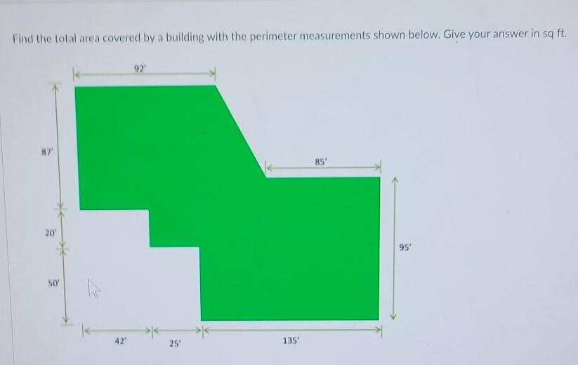 Solved Find the total area covered by a building with the | Chegg.com