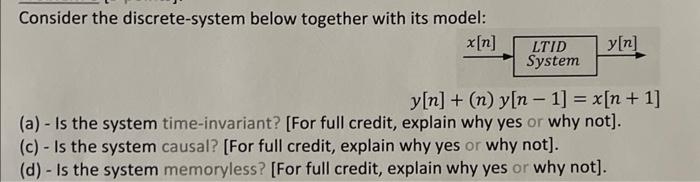 Solved Consider the discrete-system below together with its | Chegg.com