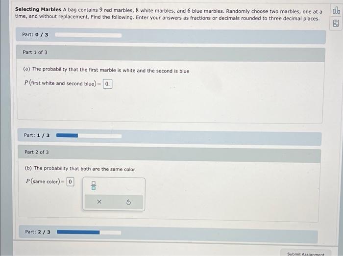 Solved Selecting Marbles A bag contains 9 red marbles, 8 | Chegg.com