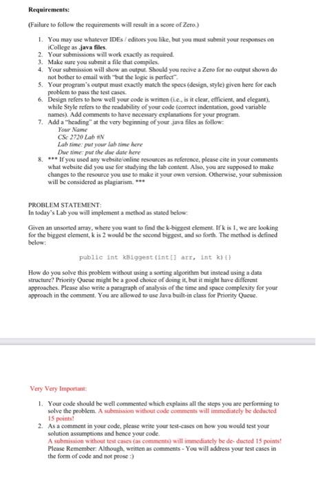 Solved Requirements: (Failure to follow the requirements | Chegg.com