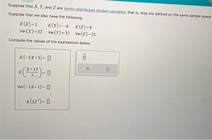 Solved Suppose that X,Y, and Z are jointly distributed | Chegg.com
