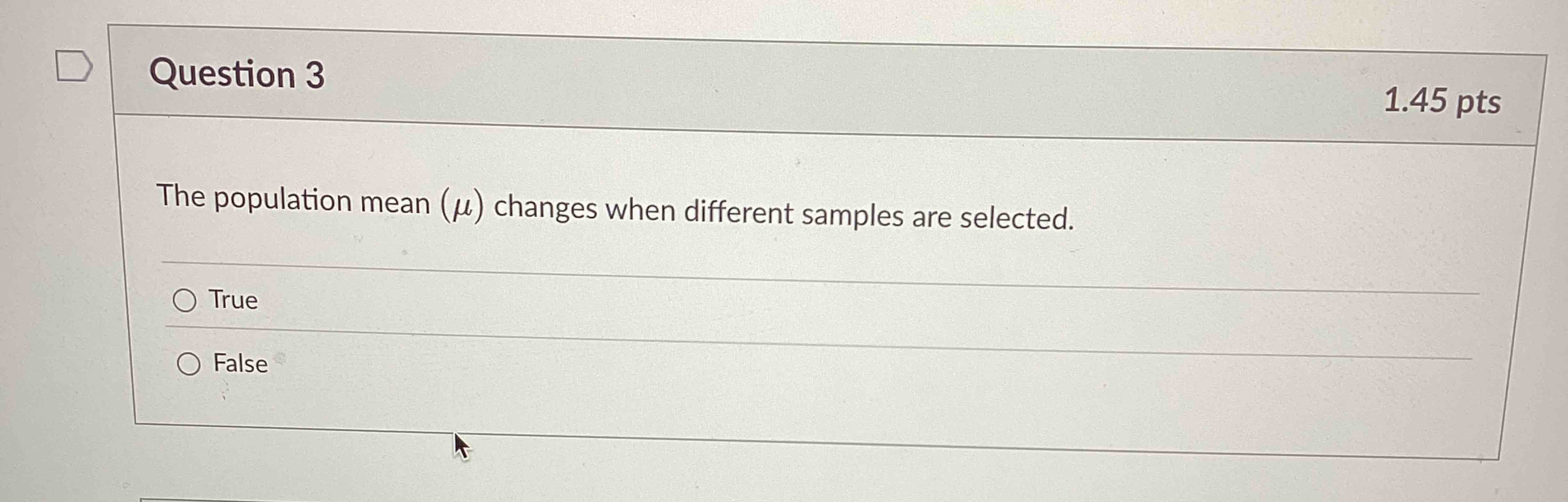 Solved Question 31.45 ﻿ptsThe population mean \( (\mu) \) | Chegg.com