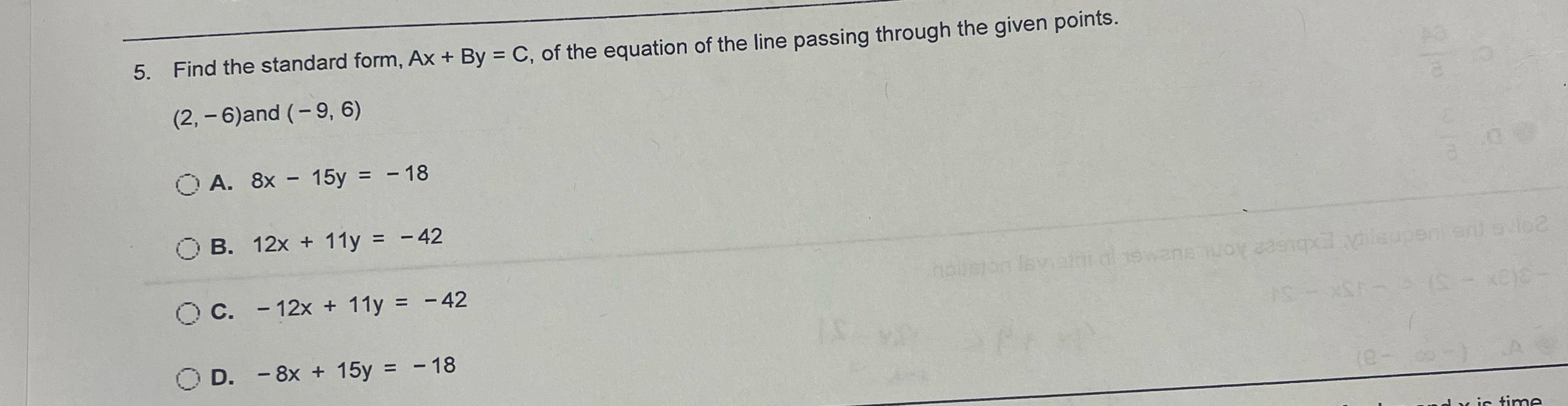 Solved Find the standard form, Ax+By=C, ﻿of the equation of | Chegg.com