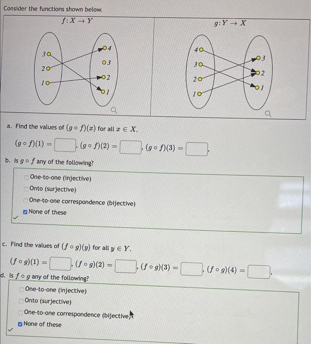 Solved Consider the functions shown below. f: XY 9:Y X 40 30 | Chegg.com