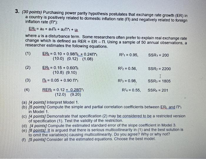 (30 points) Purchasing power parity hypothesis | Chegg.com