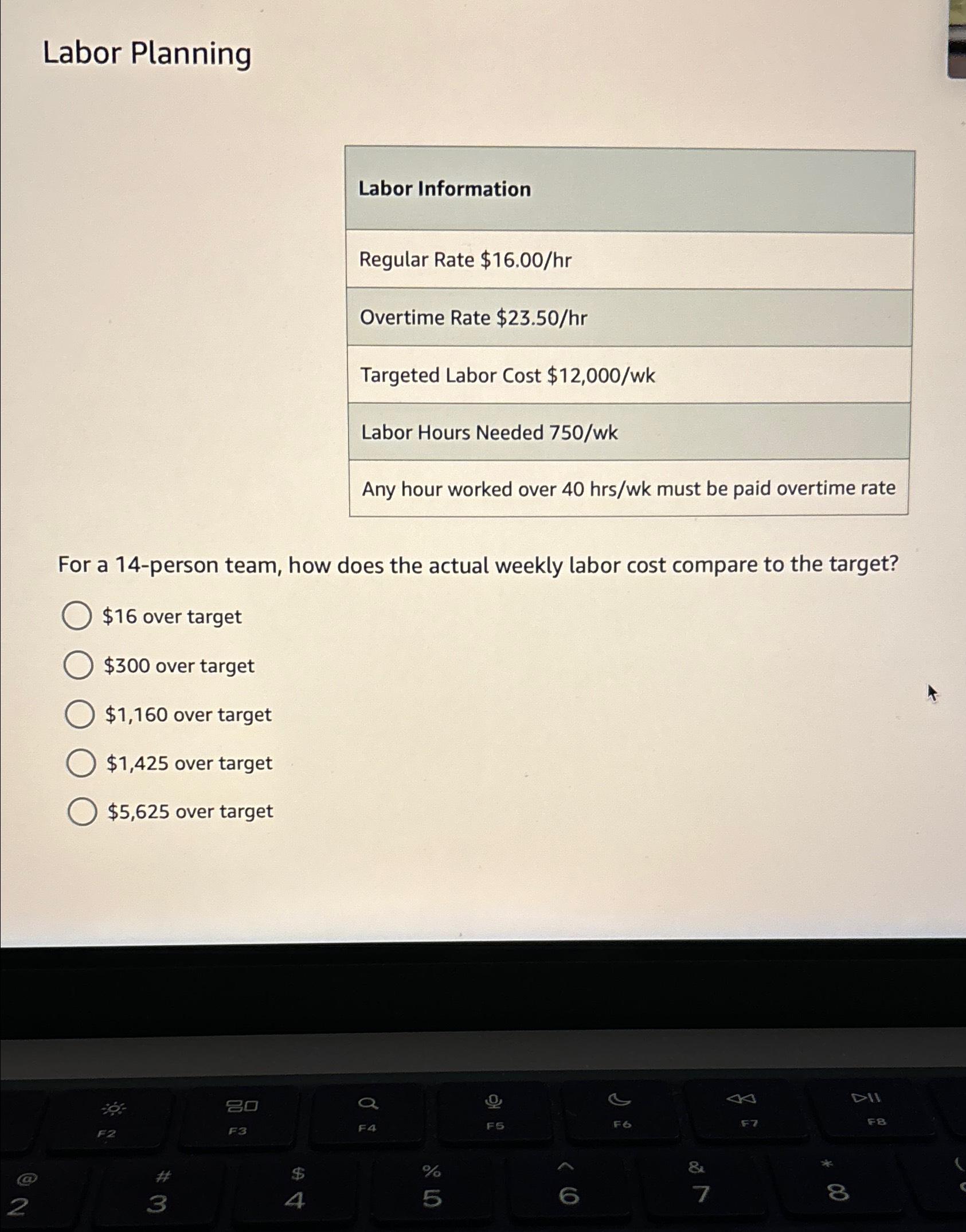 Solved Labor Planning\table[[Labor Information],[Regular | Chegg.com