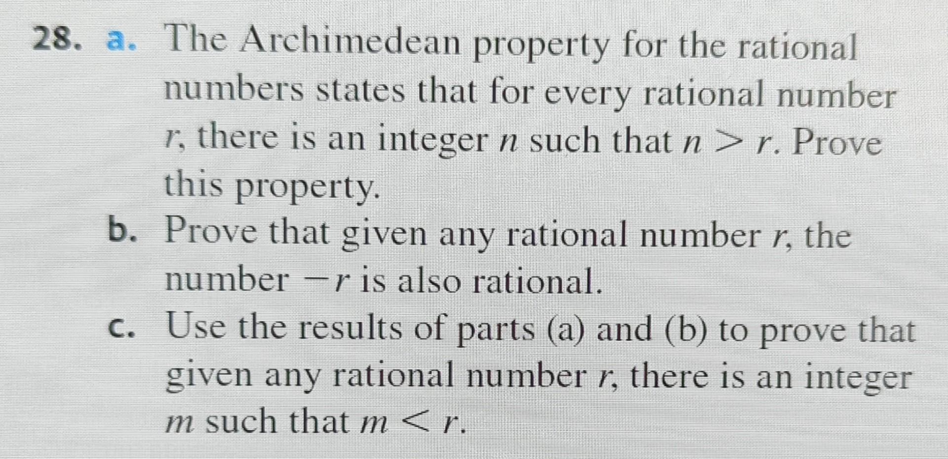 Solved numbers states that for every rational number r, | Chegg.com