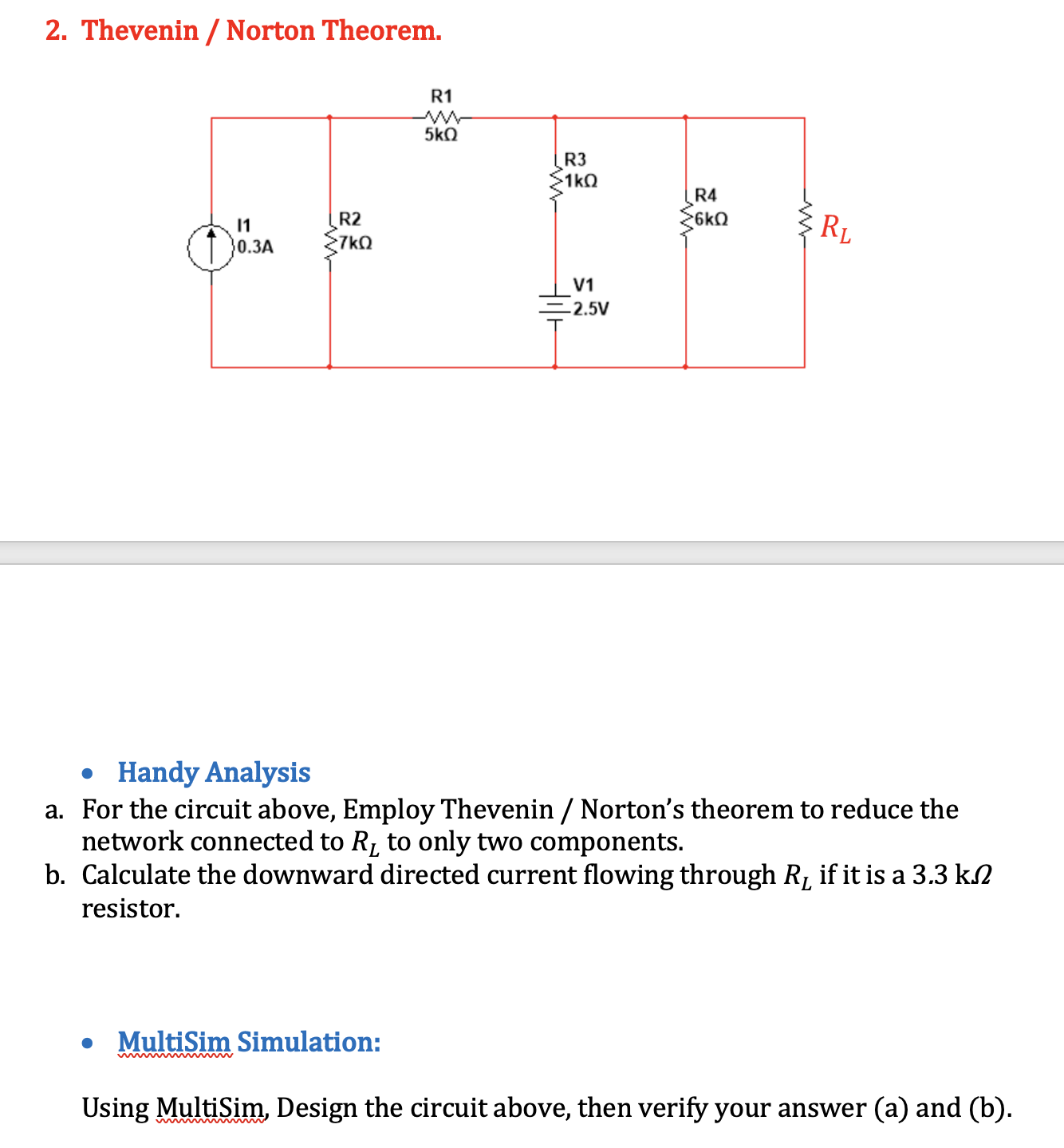 Solved Thevenin / ﻿Norton Theorem.Handy Analysisa. ﻿For the | Chegg.com