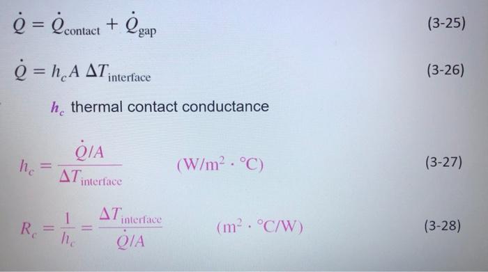 Solved The thermal contact conductance at the interface of | Chegg.com