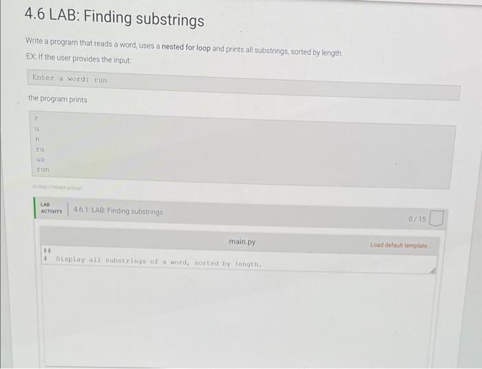 Solved Write a program that reads a word, uses a nested for | Chegg.com