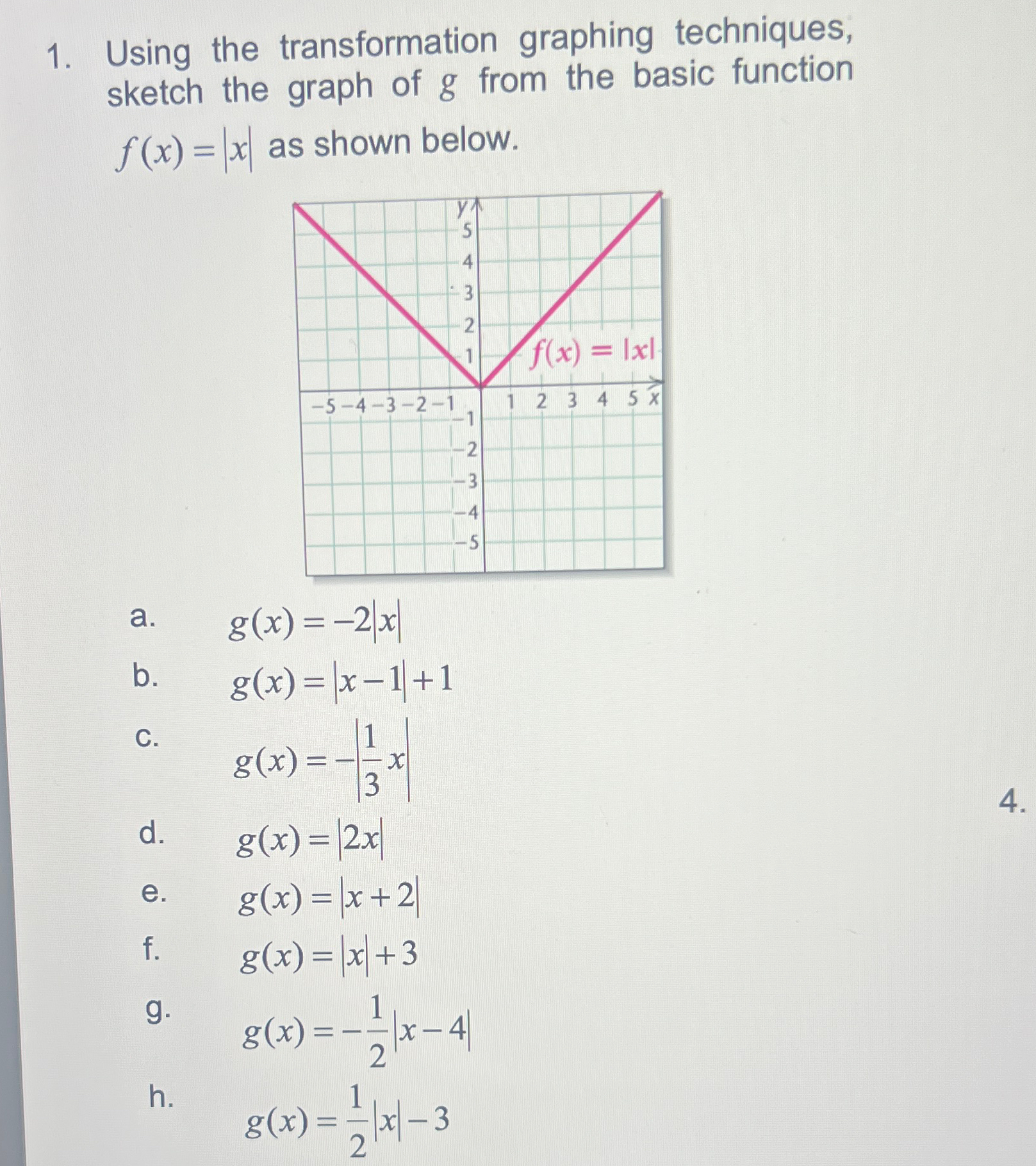 Solved Using the transformation graphing techniques, sketch | Chegg.com