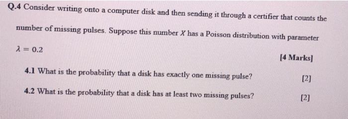 Solved Q.4 Consider writing onto a computer disk and then | Chegg.com