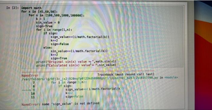 Solved NameError: name 'sign_value' is not defined | Chegg.com