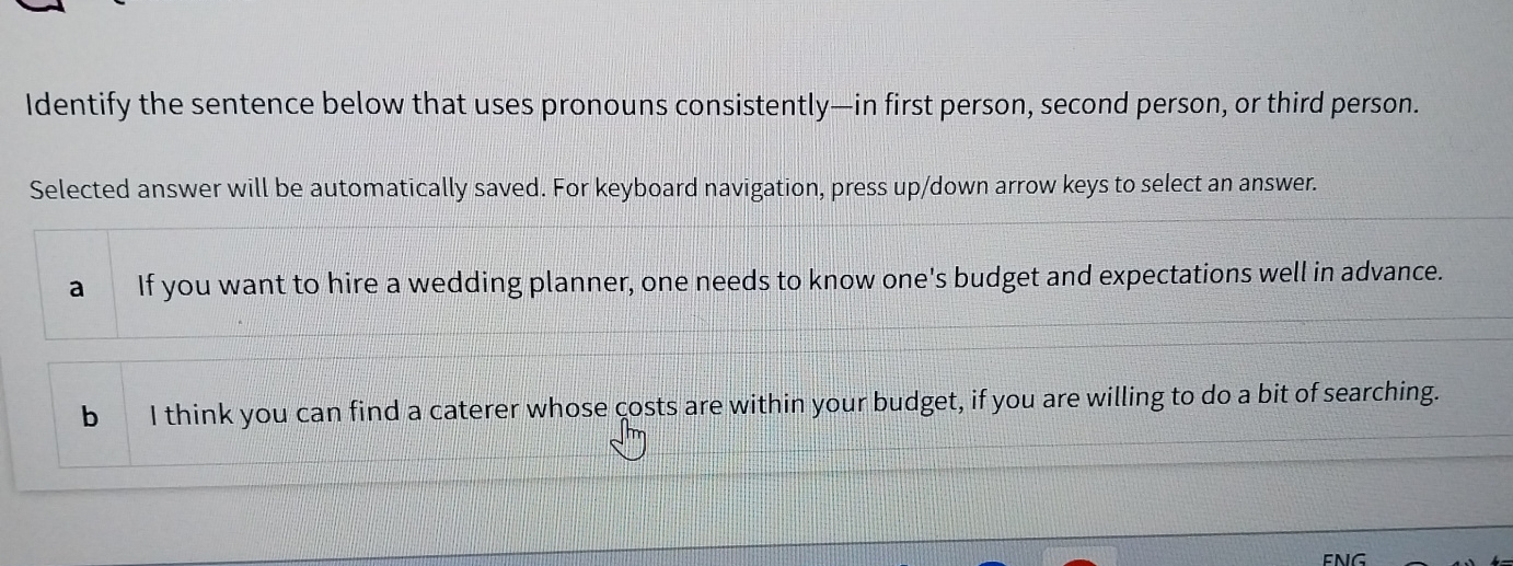 Solved Identify the sentence below that uses pronouns | Chegg.com