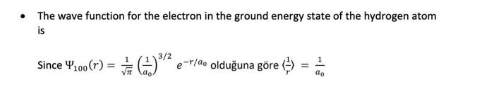 Solved The wave function for the electron in the ground | Chegg.com