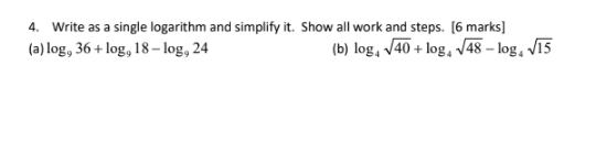 Solved Write as a single logarithm and simplify it. ﻿Show | Chegg.com