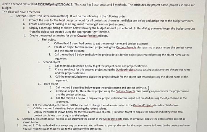 Solved Create a new class called QutdoorPcoiects, In this | Chegg.com