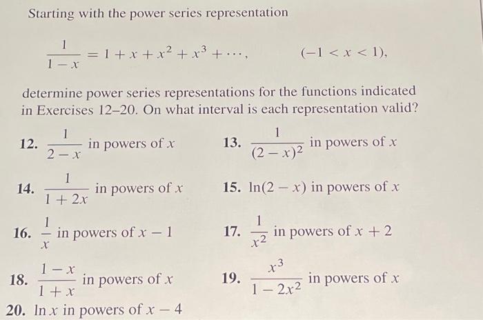 Solved Starting with the power series representation 12. 14. | Chegg.com