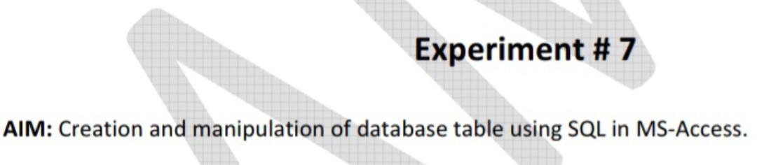 Solved Aim Creation And Manipulation Of Database Table