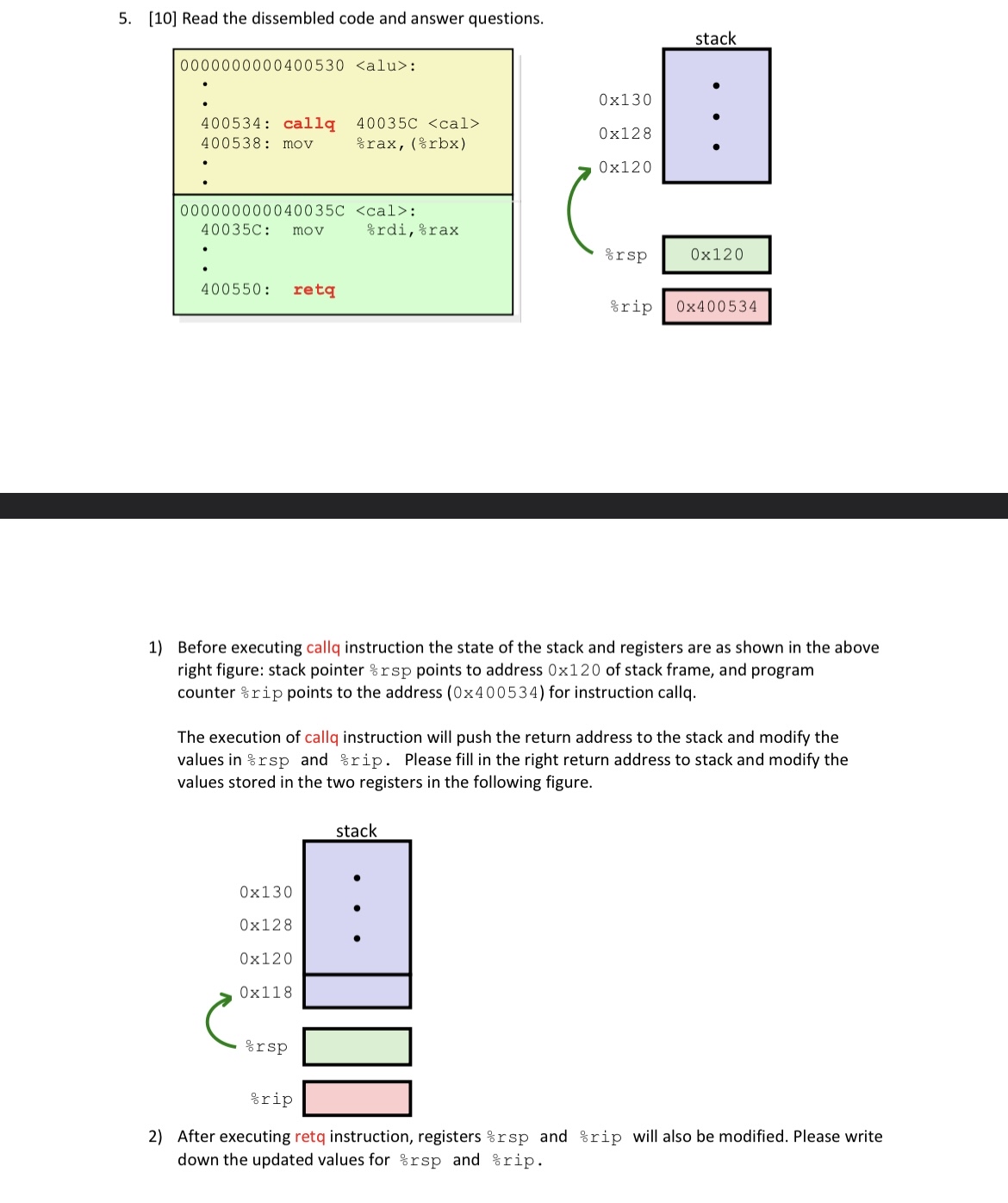 [10] ﻿Read the dissembled code and answer | Chegg.com