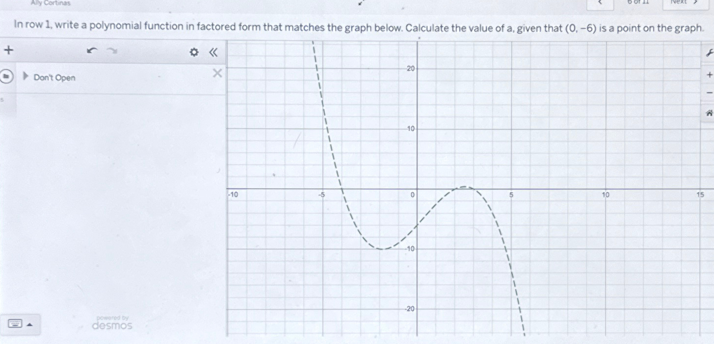 Solved Aly CortinasIn row 1, ﻿write a polynomial function in | Chegg.com