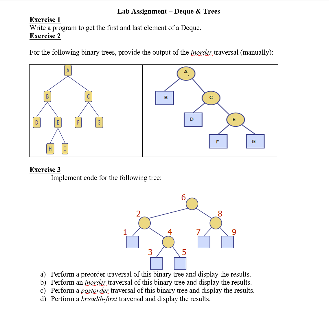 Solved Lab Assignment - Deque & TreesExercise 1Write a | Chegg.com Solved Lab Assignment - Deque & TreesExercise 1Write a | Chegg.com