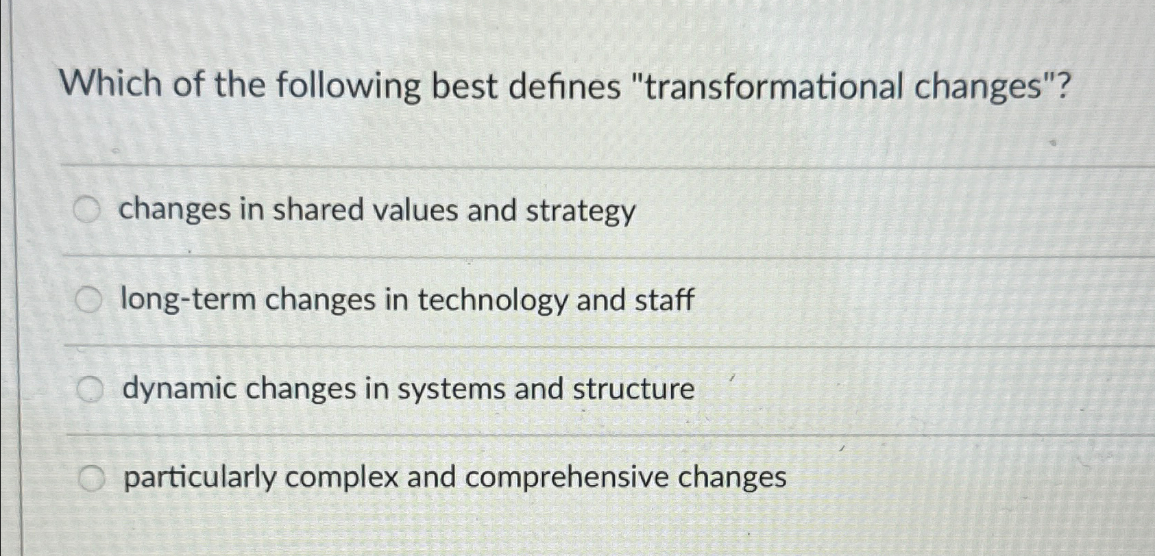 Solved Which of the following best defines "transformational | Chegg.com
