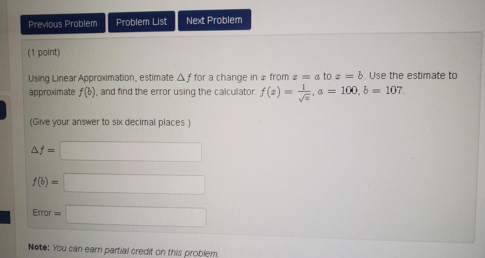 Solved Previous Problem Problern List Next Problem (1 point) | Chegg.com