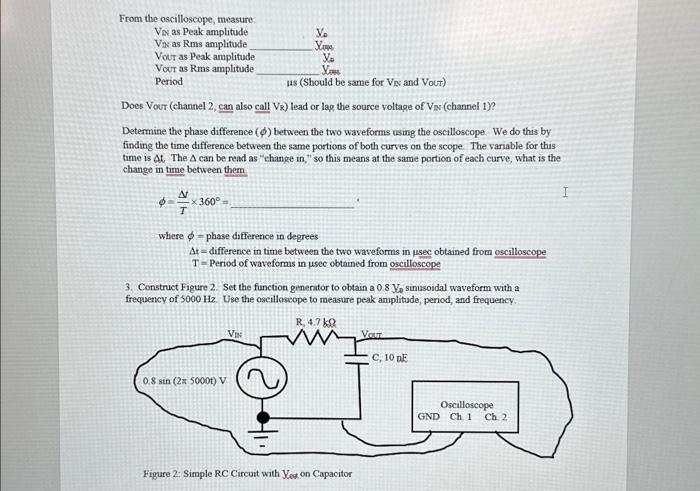 Solved Figure 1: Simple RC Circuit with Yeu on ResintorDoes | Chegg.com
