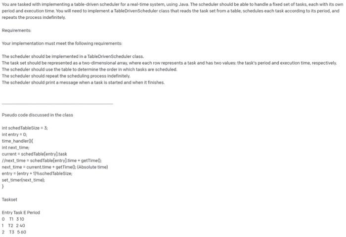 Solved You are tasked with implementing a table-driven | Chegg.com