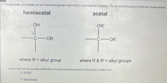 Solved Hemiacetals and acetals are two functional groups | Chegg.com