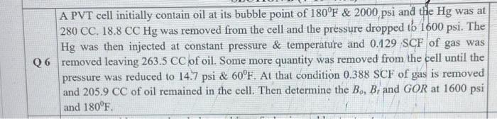Solved A PVT cell initially contain oil at its bubble point | Chegg.com