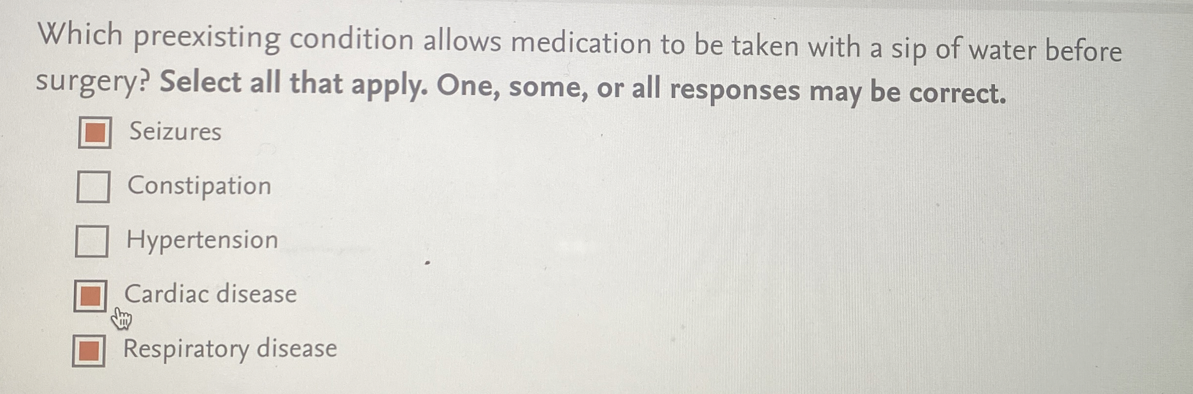 Solved Which preexisting condition allows medication to be | Chegg.com