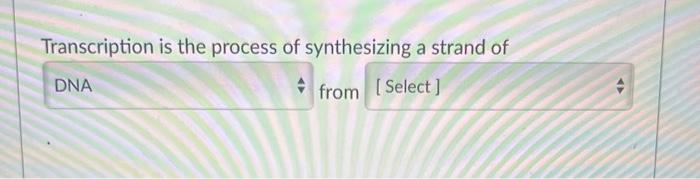 Solved Transcription is the process of synthesizing a strand | Chegg.com